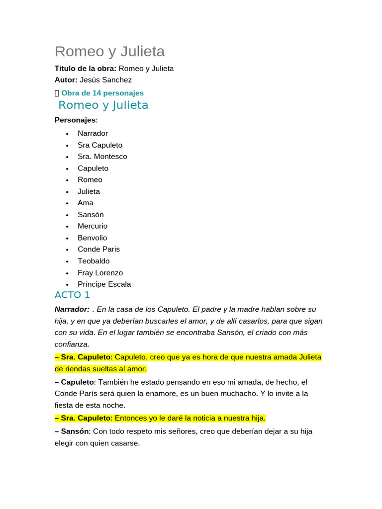 Romeo y Julieta | PDF | Romeo y Julieta | Tragedias de Shakespeare