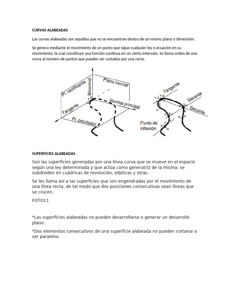 Curvas y Superficies Alabeadas | PDF