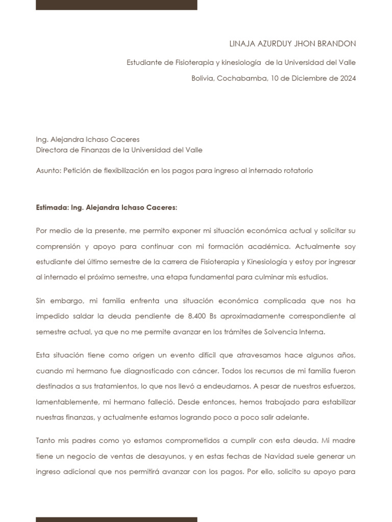 Carta para Internado | PDF
