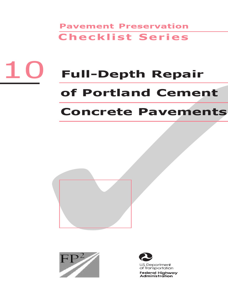 Full-Depth Concrete Repair Checklist | PDF | Concrete | Road Surface
