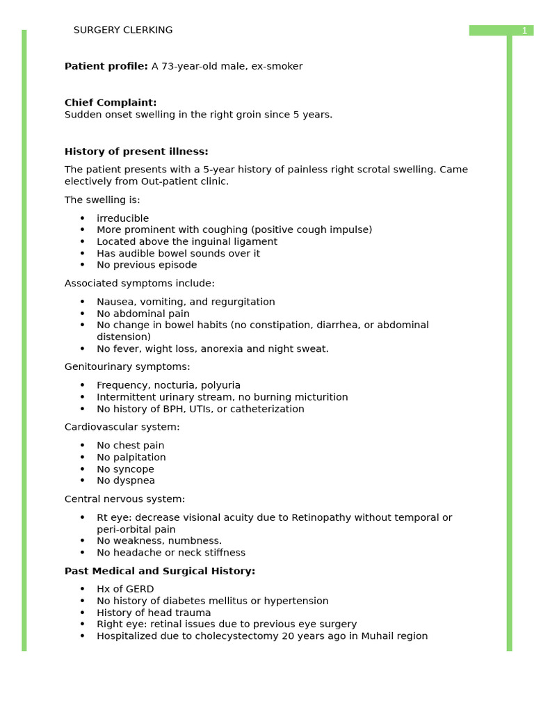 Surgery Clerking[1] | PDF | Clinical Medicine | Symptoms And Signs