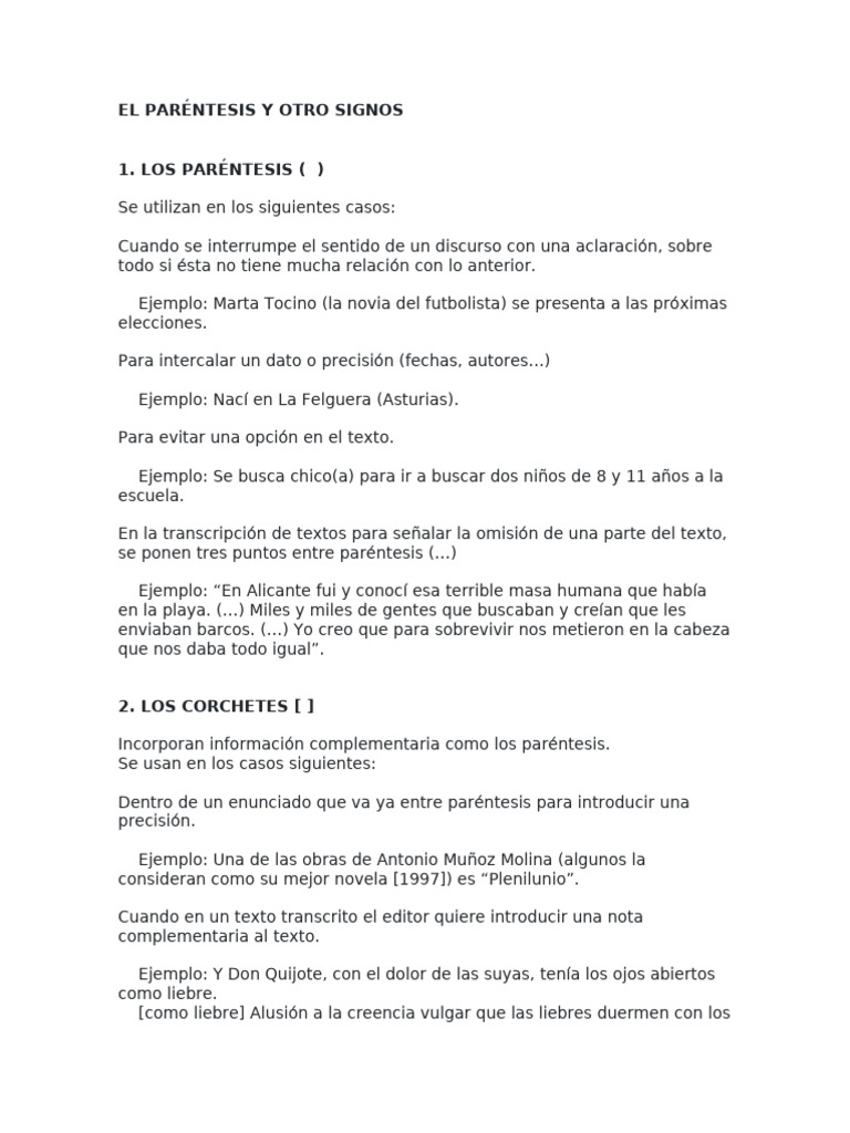 EL PARÉNTESIS Y OTRO SIGNOS | PDF | Soporte | Comillas