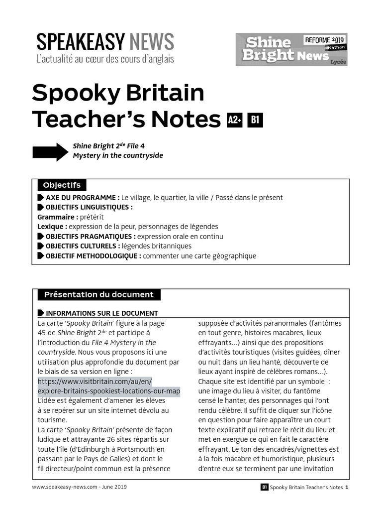 Spooky Britain Teacher's Notes Guide | PDF | Ghosts