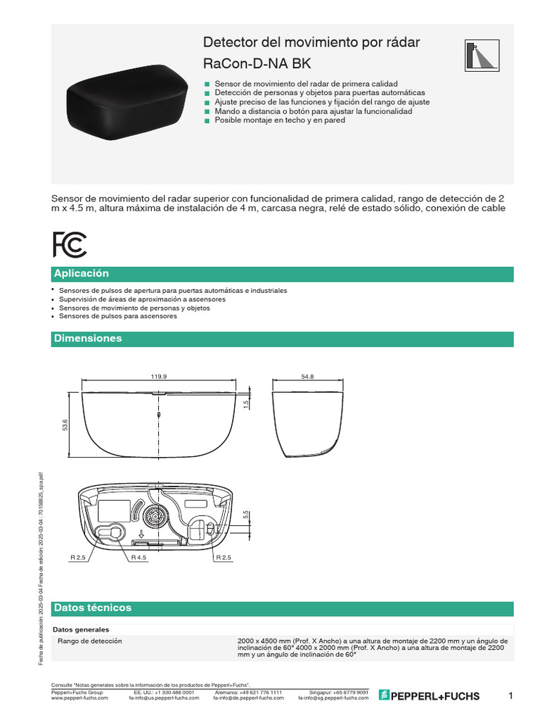 Sensor de Movimiento por Radar RaCon-D-NA | PDF