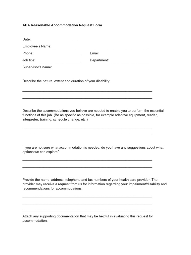 Ada Reasonable Accommodation Request Form 8 14 24 | PDF