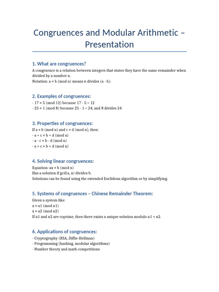 Congruences_Modular_Arithmetic_Presentation_EN | PDF