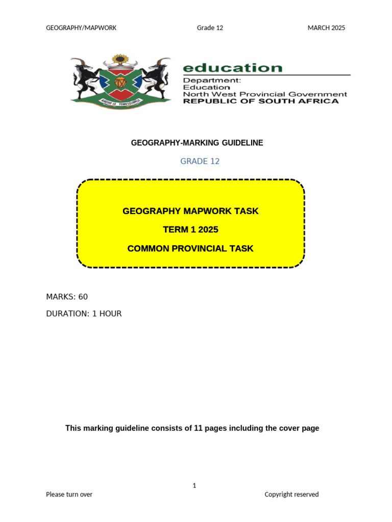 2025 Grade 12 Mapwork Memo Eng.docx | PDF | Geographic Information ...