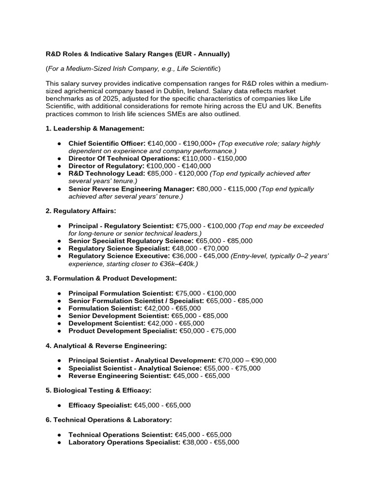 R&D Roles and Salary Insights in Ireland | PDF | Salary | Employment