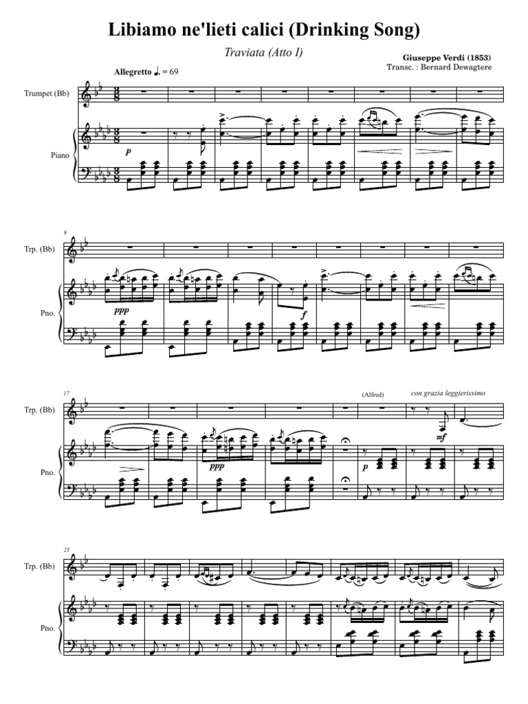 Libiamo ne'lieti calici Sheet Music | PDF | Opera | Compositions