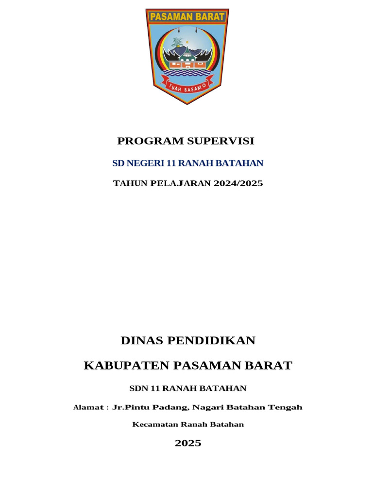 Program Supervisi SDN 11 RB 2024.2025 | PDF