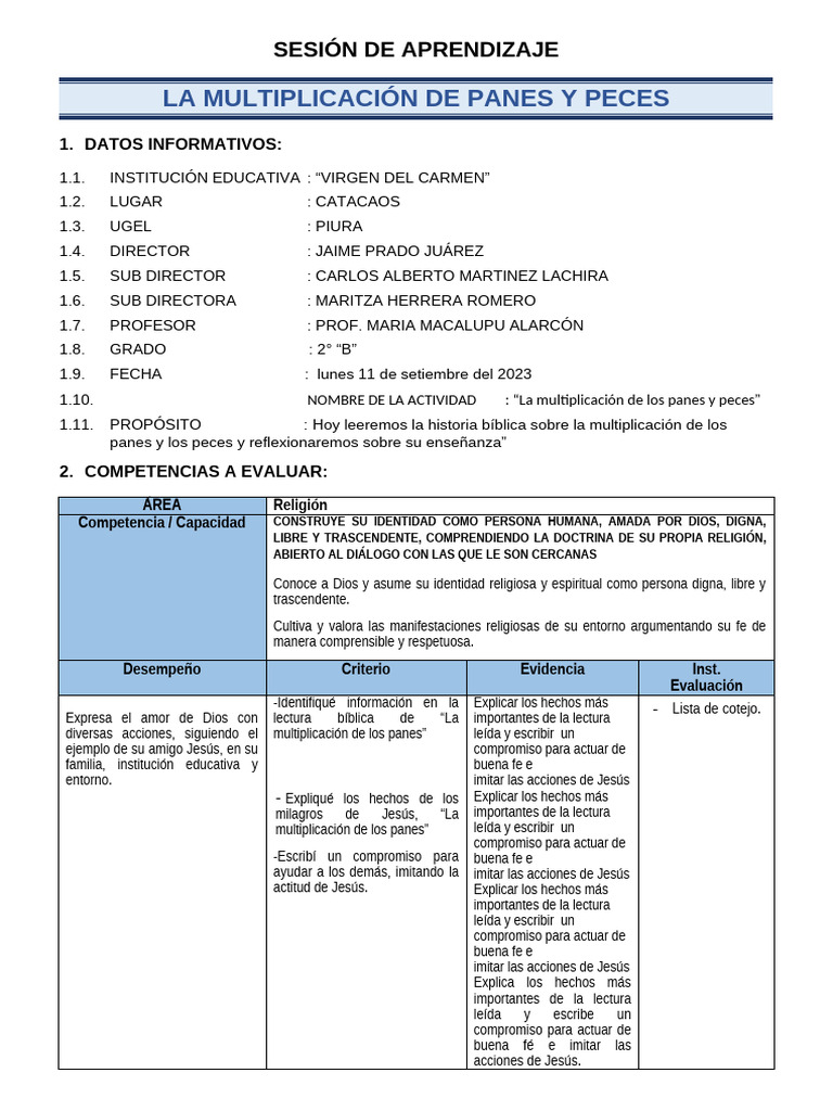 SA REL 11092023 La multiplicación de los panes y peces | PDF | Jesús | Dios