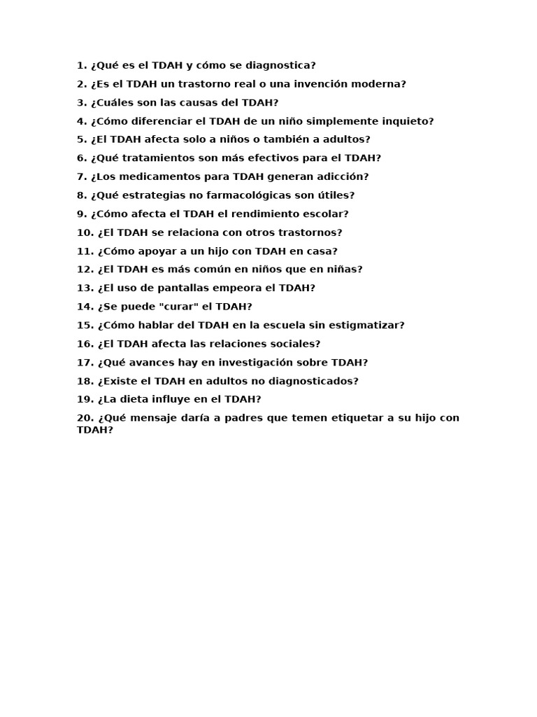 Preguntas Tdah | PDF