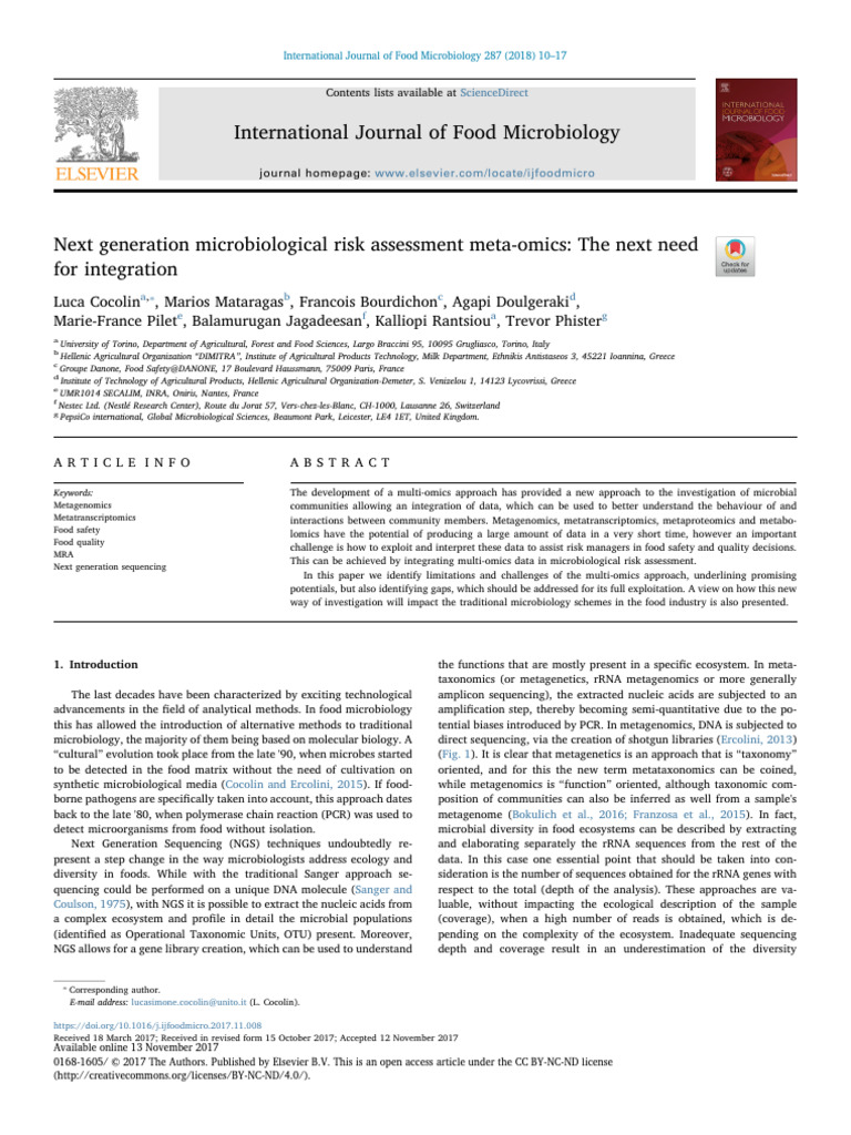 Next Generation Microbiological Risk Assessment Meta-Omics | PDF | Dna ...