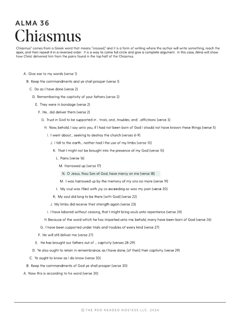 Alma 36 Chiasmus | PDF