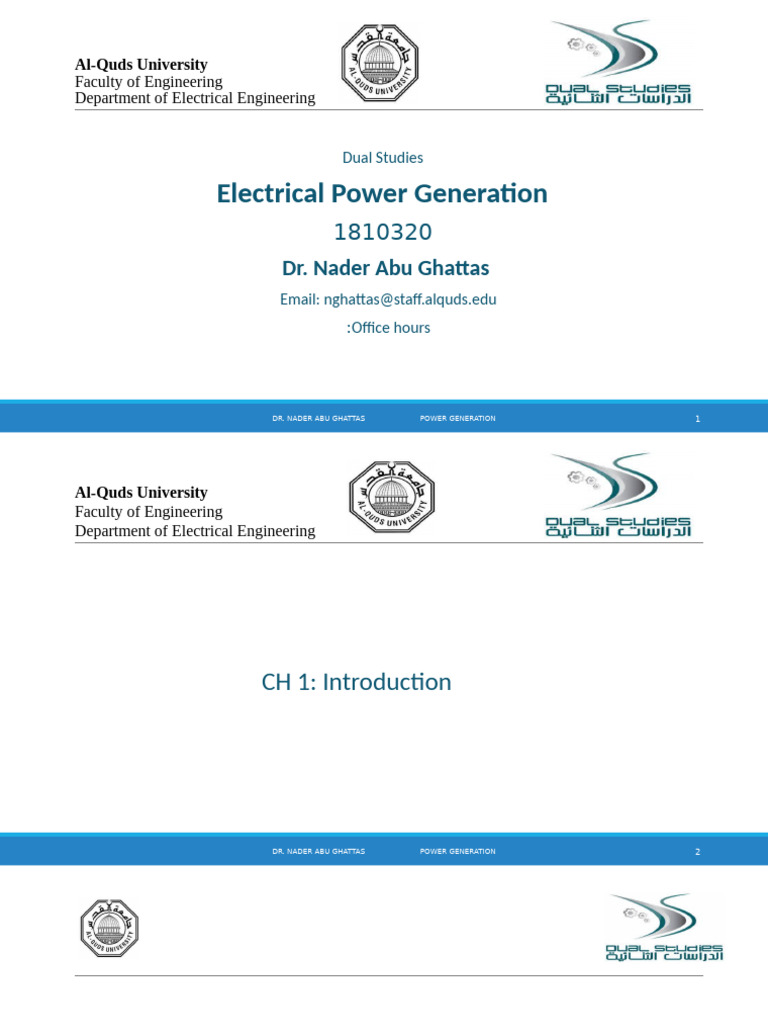 CH 1 Introduction Electrical Power Generation | PDF | Electricity Generation | Power Station