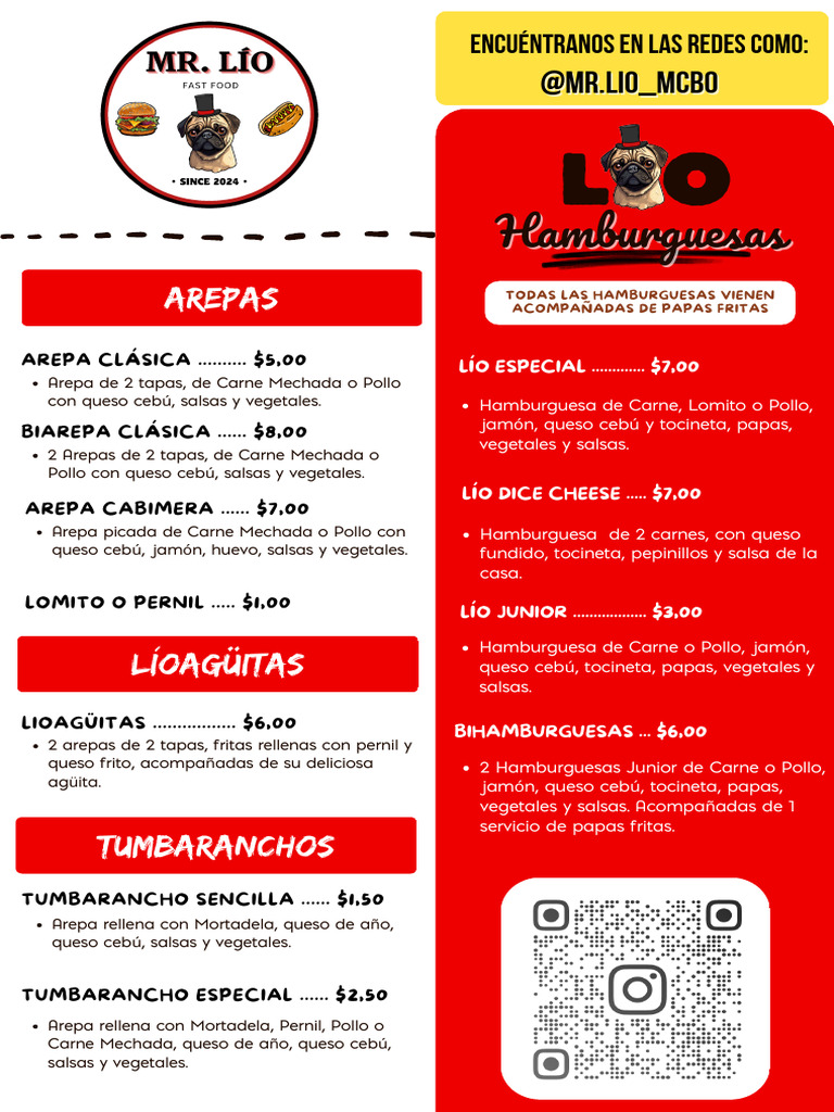 Nuevo Menú Mr. Lío Fast Food | PDF | Hamburguesas | Cocina occidental