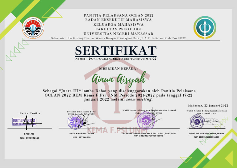 Sertifikat Lomba Ainun Aisyah Compressed | PDF