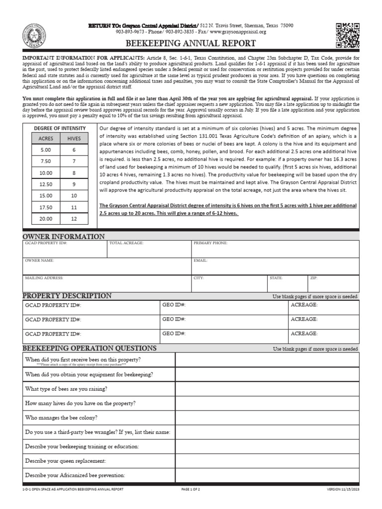 AG BEEKEEPING APPLICATION v1 2023 FILLABLE | PDF | Beehive | Beekeeping