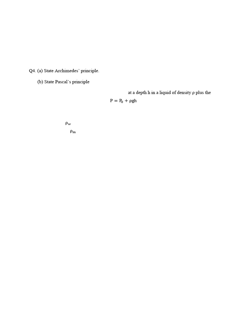 Tutorial Sheet On Pressure | PDF