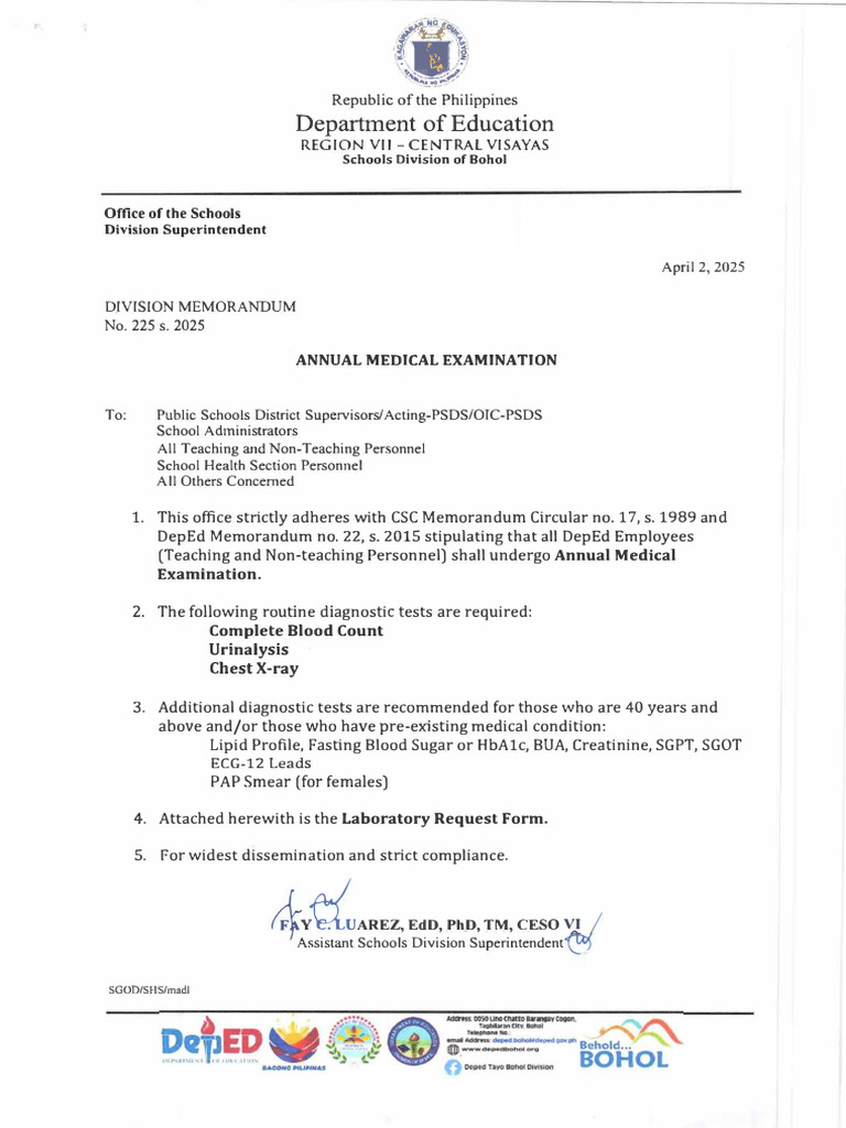 Annual Medical Examination Guidelines 2025 | PDF