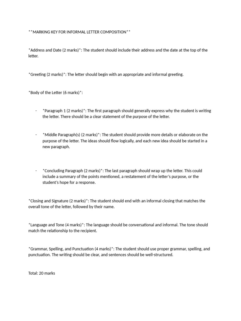 Composition Marking Key | PDF