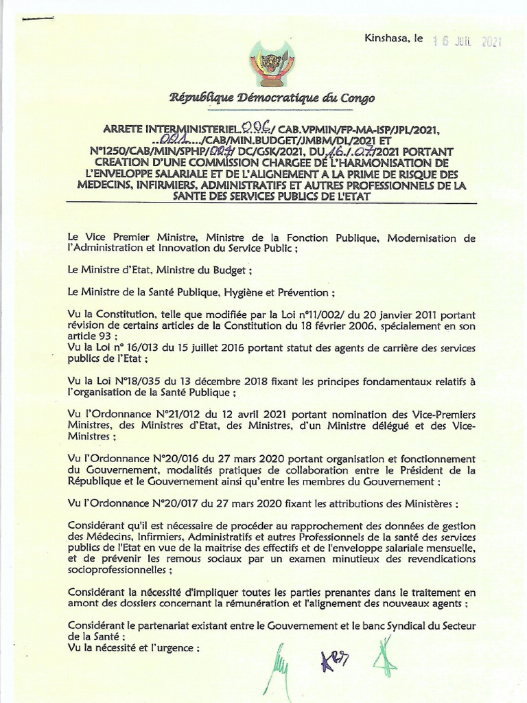 Arrêté Interministériel 2021 | PDF