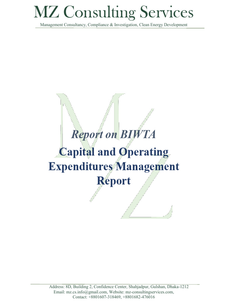 Report On BIWTA Capital and Operating Expenditure Management Report ...