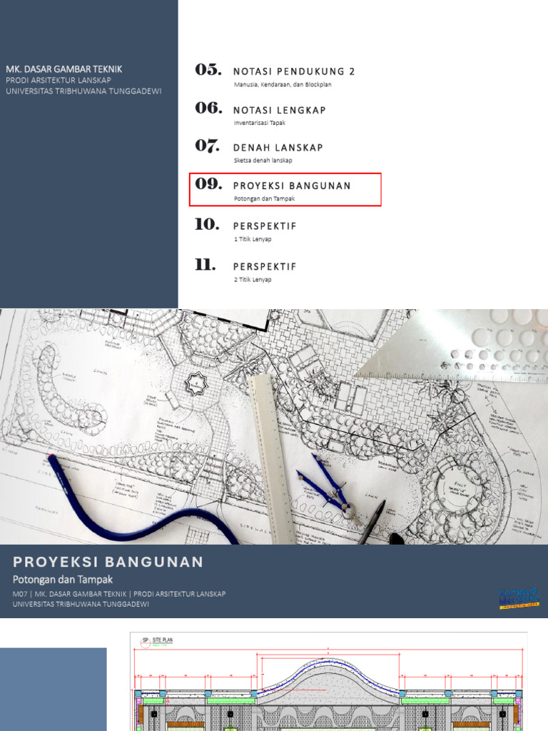 M09 DGT Proyeksi Bangunan Potongan Dan Tampak | PDF