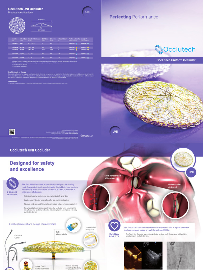 Occlutech UNI Occluder Specifications | PDF | Medical Specialties ...