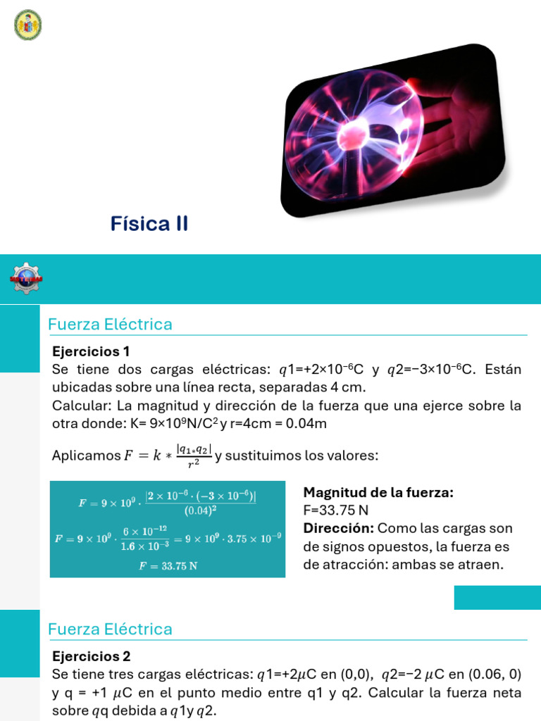 Sesion 06 - Fuerza Electrica (Ejercicios) | PDF | Vector Euclidiano | Fuerza