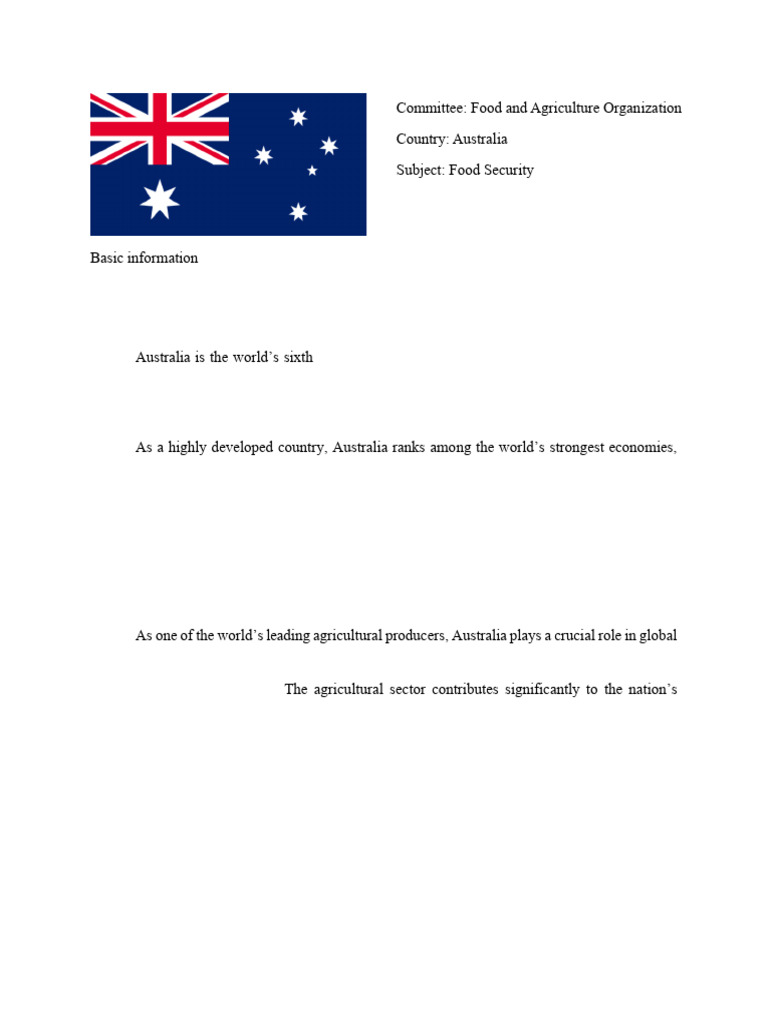 Australia Position Paper 1 | PDF | Food Security | Australia