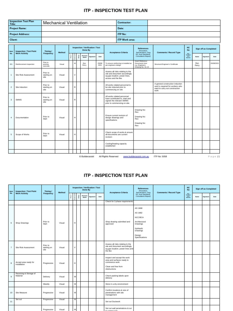 5058 ITP Mechanical Ventilation | PDF | Duct (Flow) | Electrical Wiring