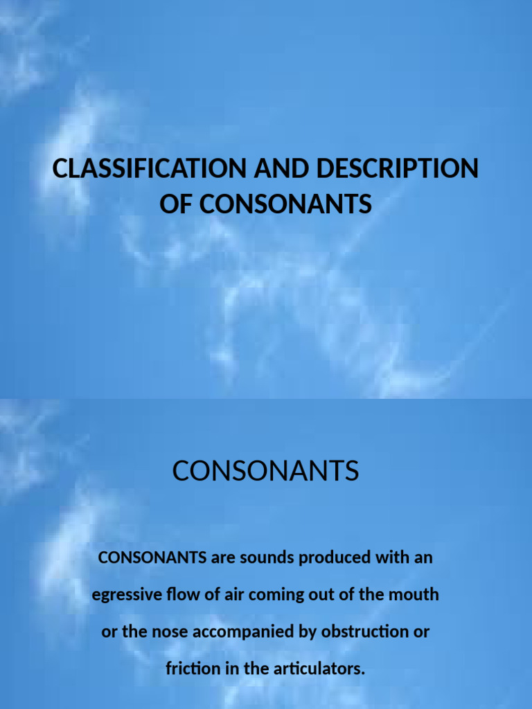 Classification and Description of Consonants | PDF | Phonetics | Human Voice