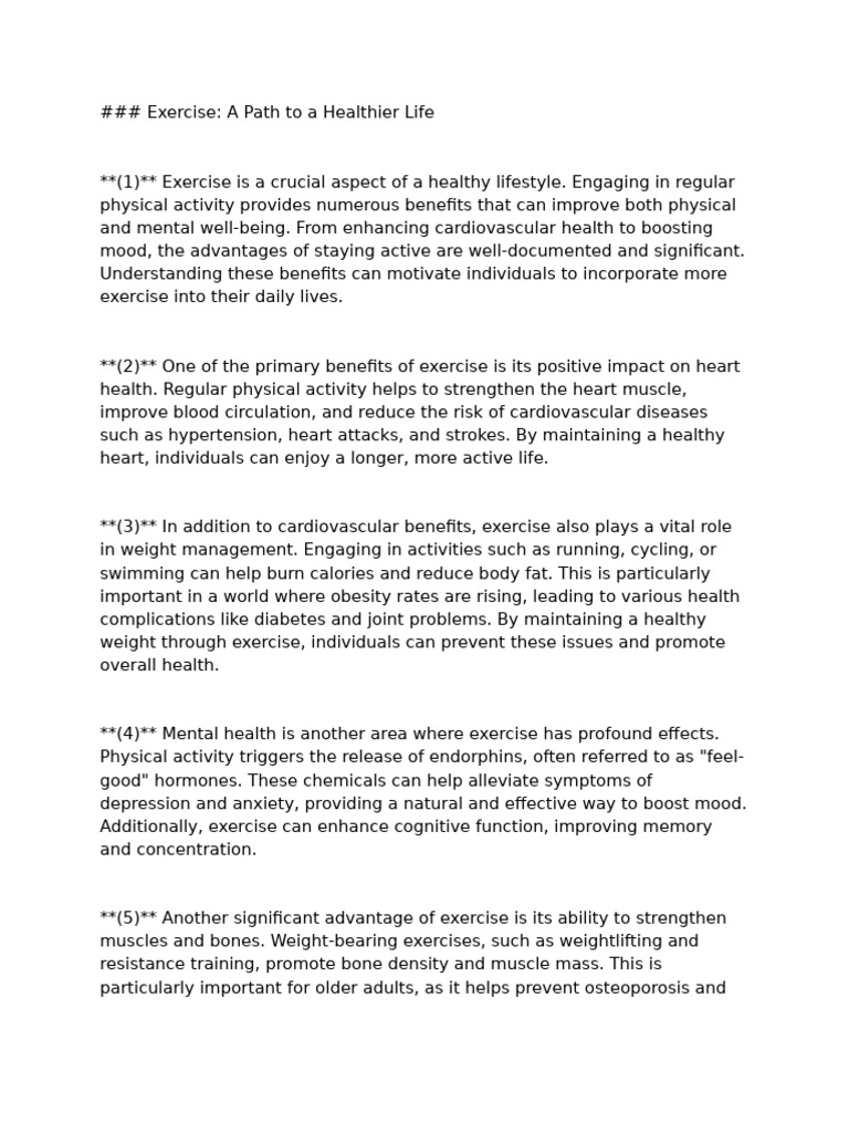 Comprehension Passage On Exercise | PDF | Physical Fitness ...