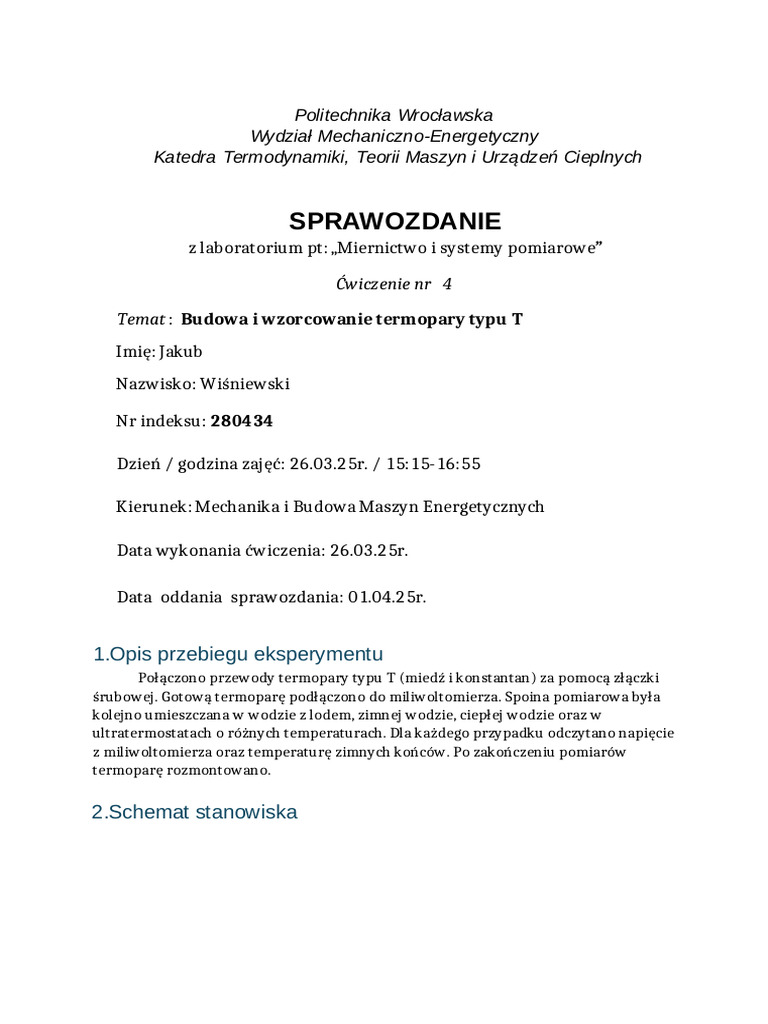 Sprawozdanie Miernictwo Numer 3 | PDF