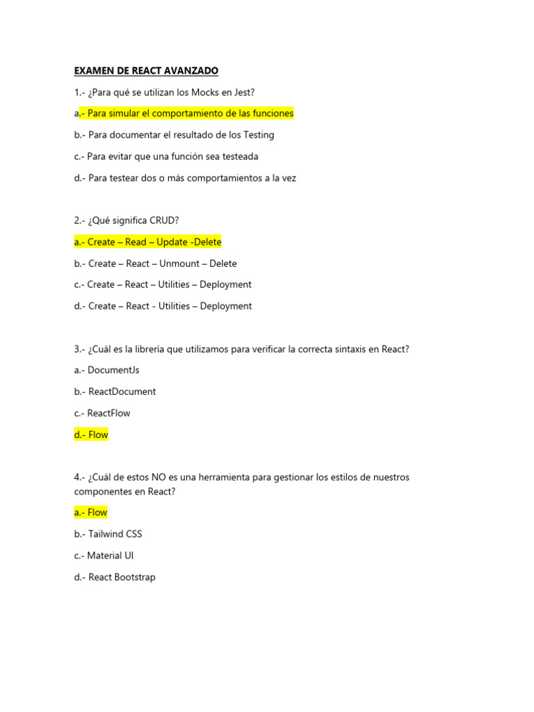 Examen de React Avanzado | PDF | Pruebas de software | Desarrollo guiado por pruebas