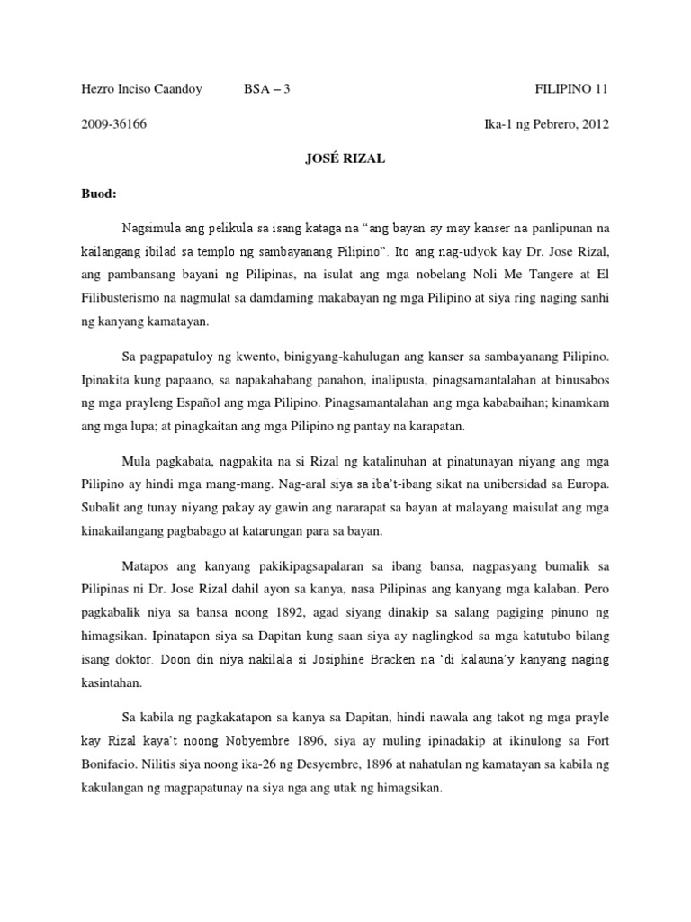 Jose Rizal Reaction Paper | PDF