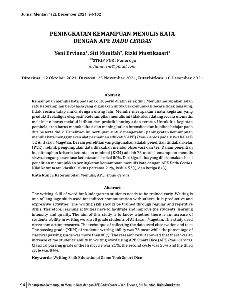 6.-peningkatan-kemampuan-menulis-kata-dengan-ape-dadu-cerdas (1) | PDF