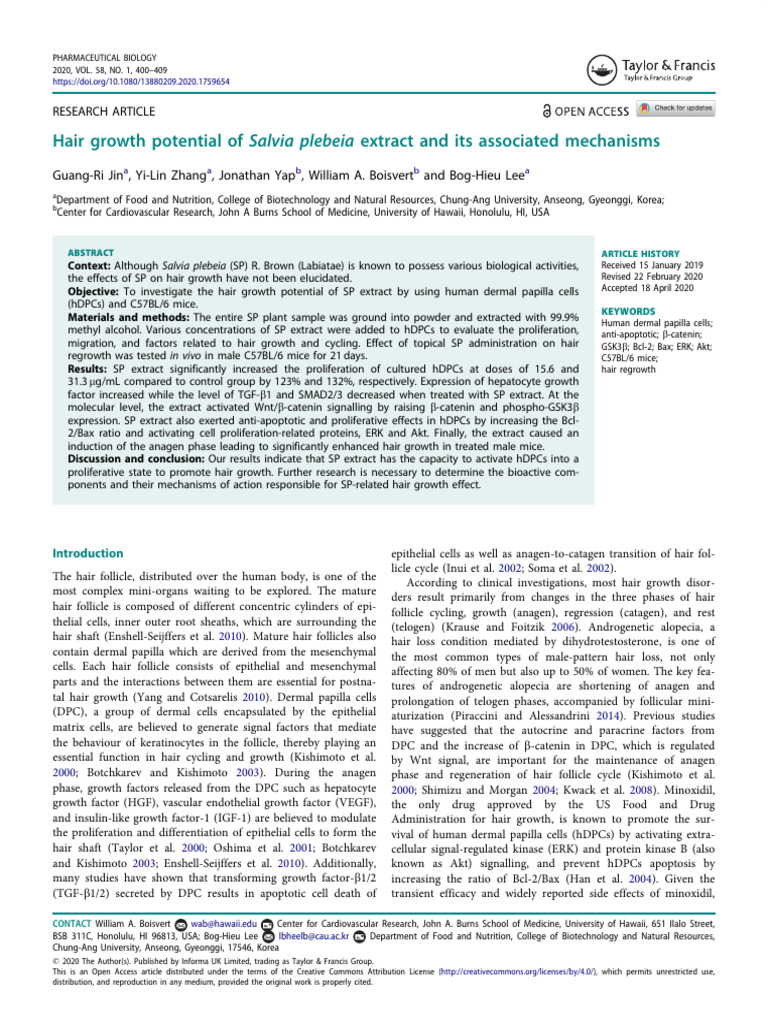 Hair Growth Potential of Salvia Plebeia Extract An | PDF | Real Time ...