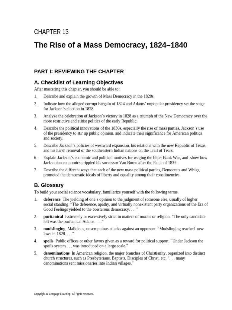 Chapter 13 Guided Reading | PDF | Whig Party (United States) | Andrew ...