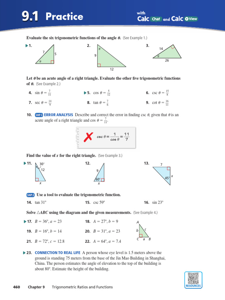 9-1 Right Triangle Trigonometry (Dragged) | PDF | Trigonometry | Euclidean Plane Geometry