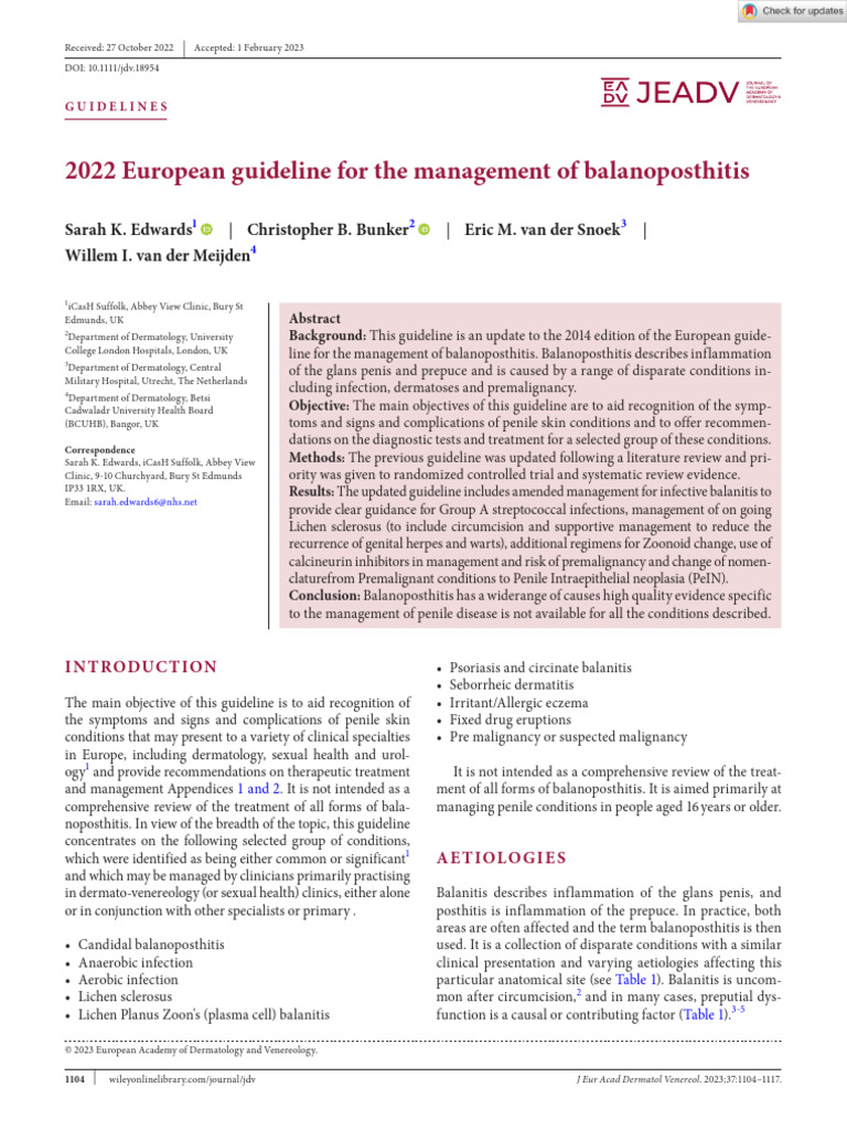 Acad Dermatol Venereol - 2023 - Edwards - 2022 European Guideline For ...