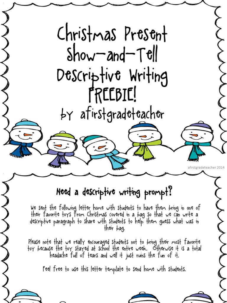 Christmas Present Show-and-Tell Descriptive Writing Freebie! | PDF