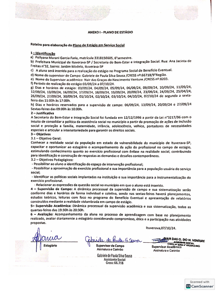Plano de Estagio II | PDF