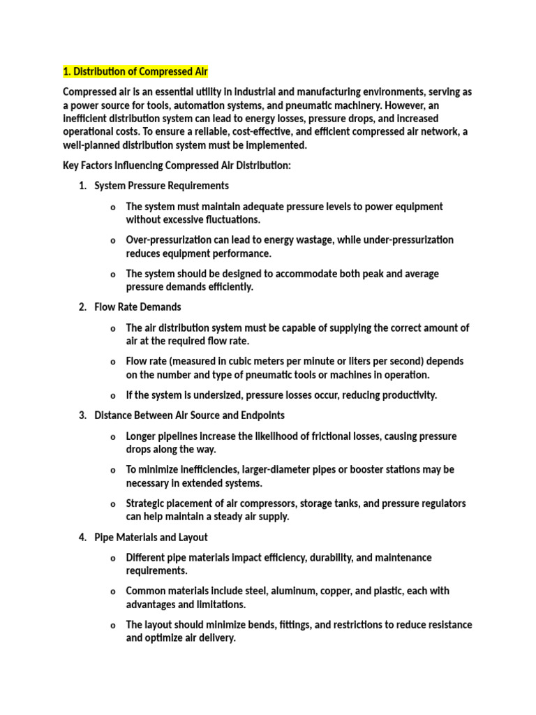 DISTRIBUTION OF COMPRESSED AIR | PDF | Pipe (Fluid Conveyance) | Flow ...