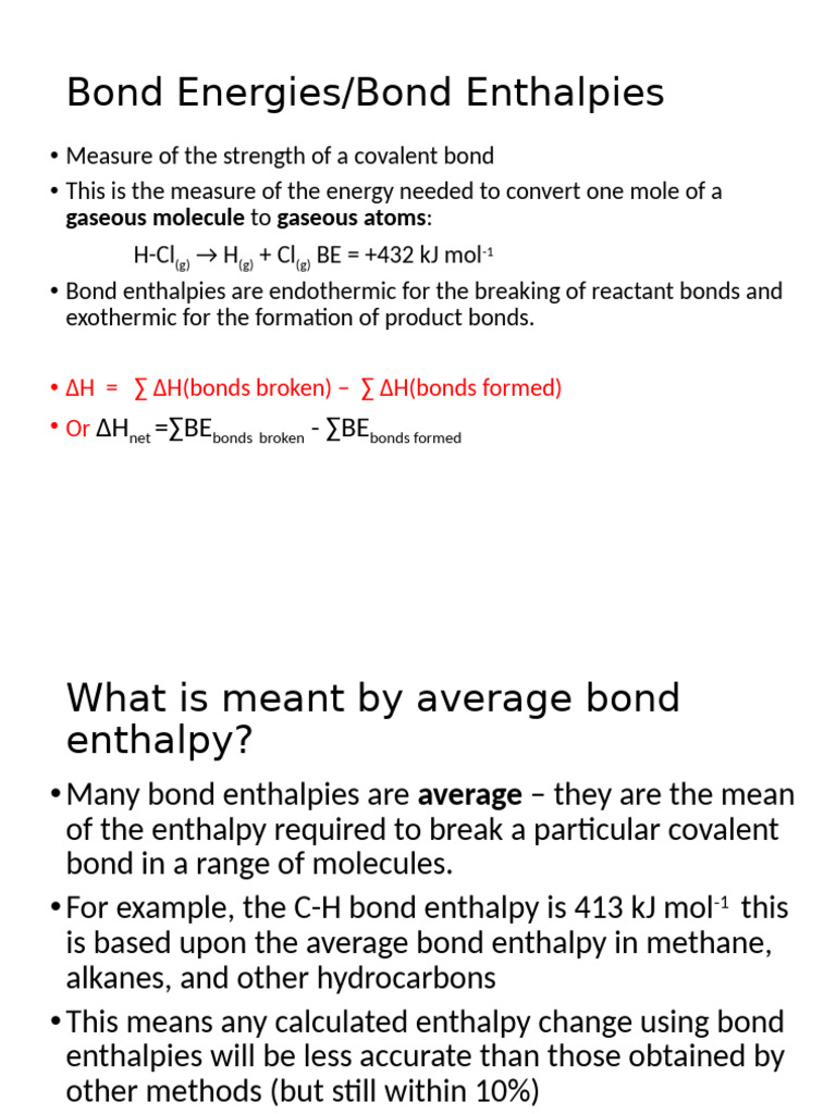 Bond Enthalpies Energies 2024 | PDF | Chemical Bond | Chemical Substances