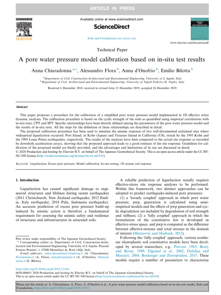 A Pore Water Pressure Model Calibration Based On I | PDF | Mechanics ...