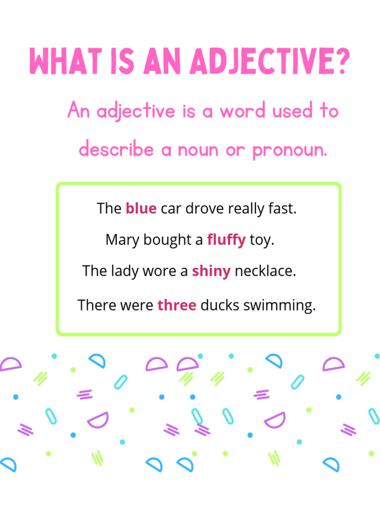 Adjective Poster (US Letter) | PDF