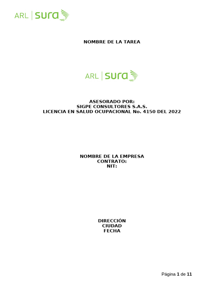 Plantilla Informe Arl Sura | PDF