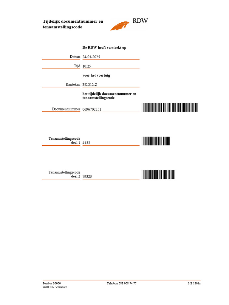 Tijdelijk Documentnummer PZ212Z | PDF